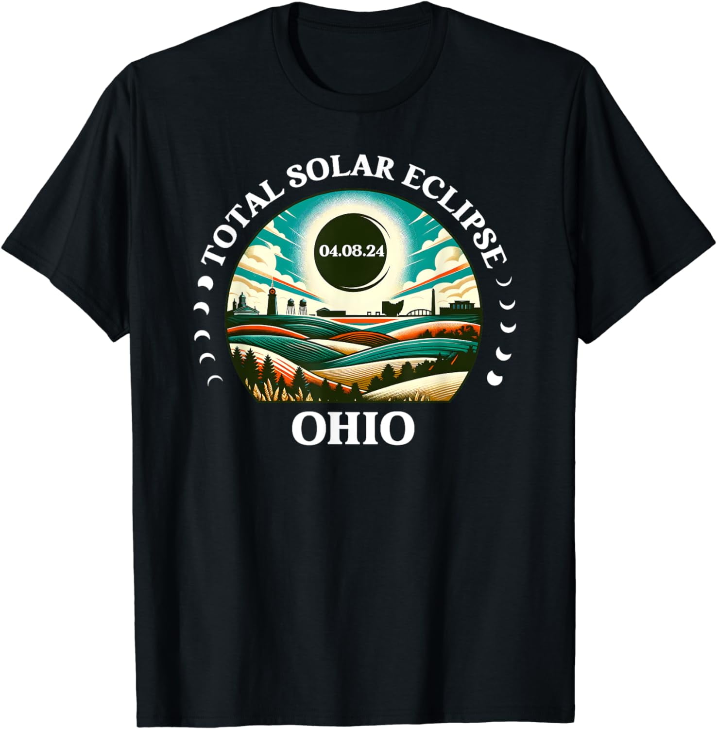Ohio Eclipse 4.08.24 Retro America Total Solar Eclipse 2024 T-Shirt ...