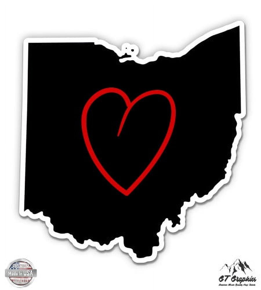 Ohio Heart Native - 3" Vinyl Sticker - For Car Laptop I-Pad Phone ...
