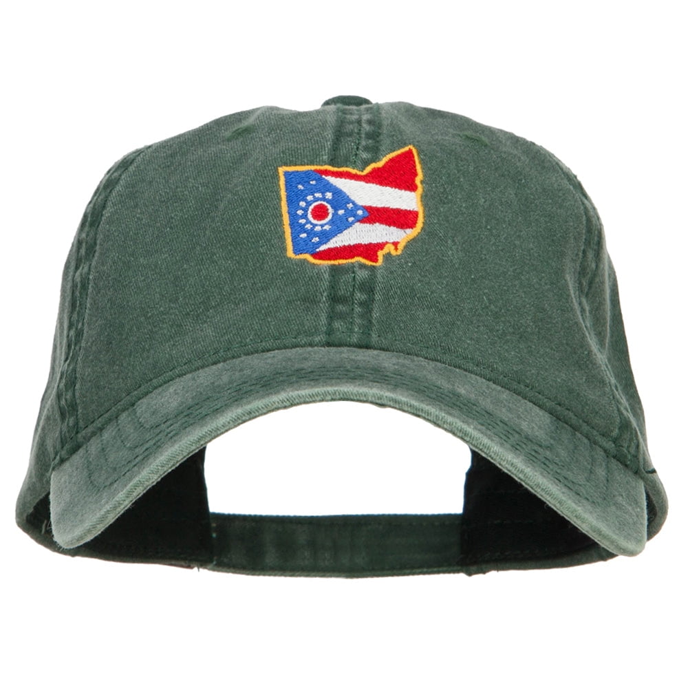 Ohio Map State Flag Embroidered Washed Cap - Dk Green OSFM - Walmart.com