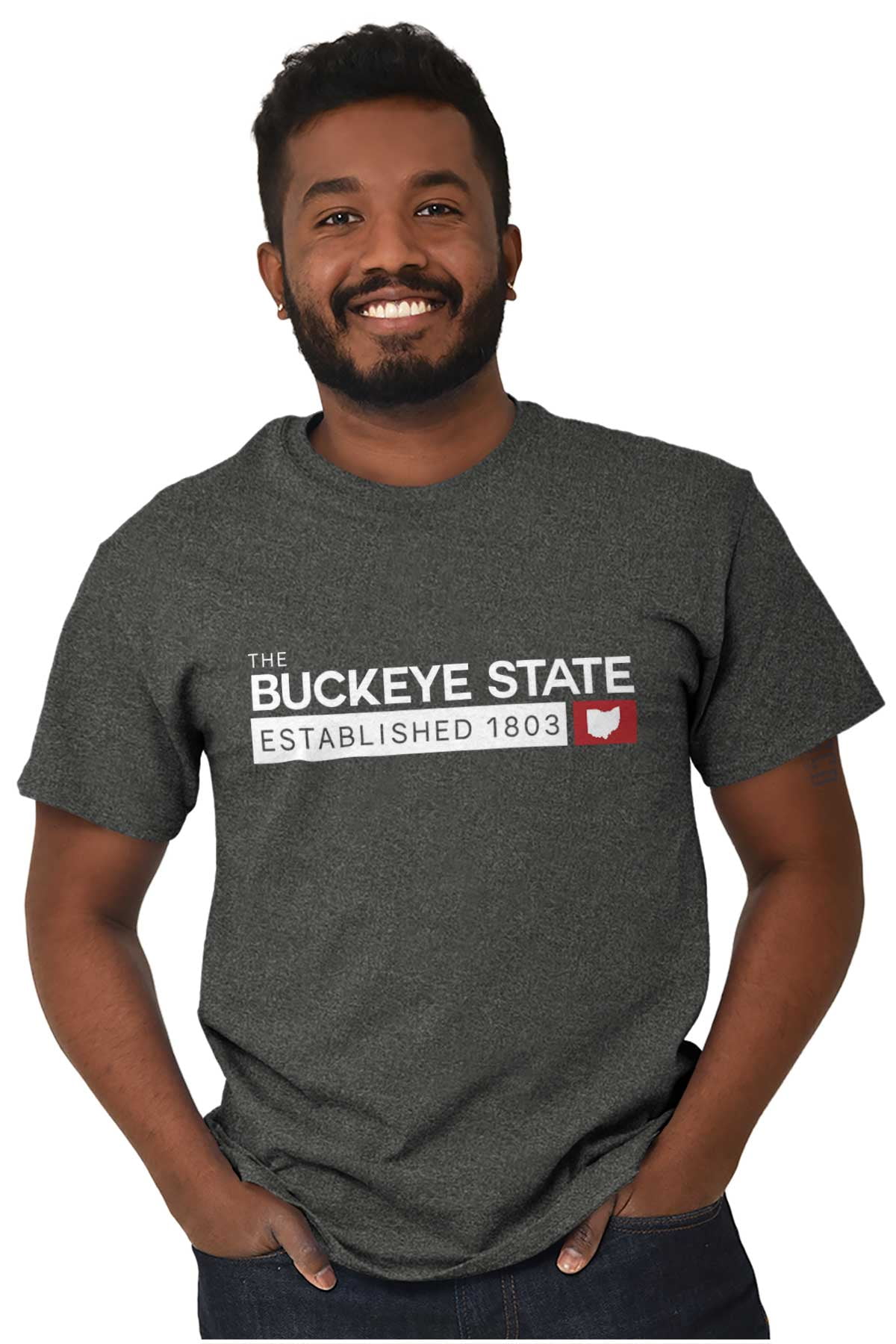 Ohio OH Map State Shape Established Men's Graphic T Shirt Tees Brisco ...