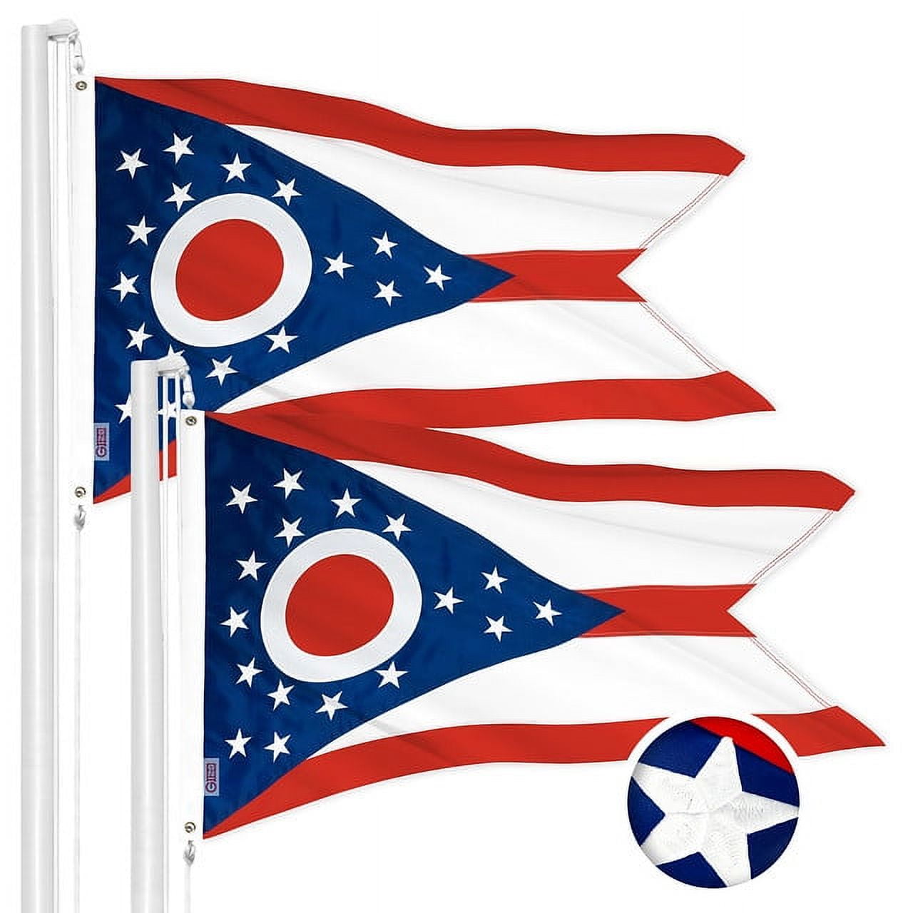 Ohio OH State Flag 3x5FT 2-Pack Embroidered Polyester By G128 - Walmart ...