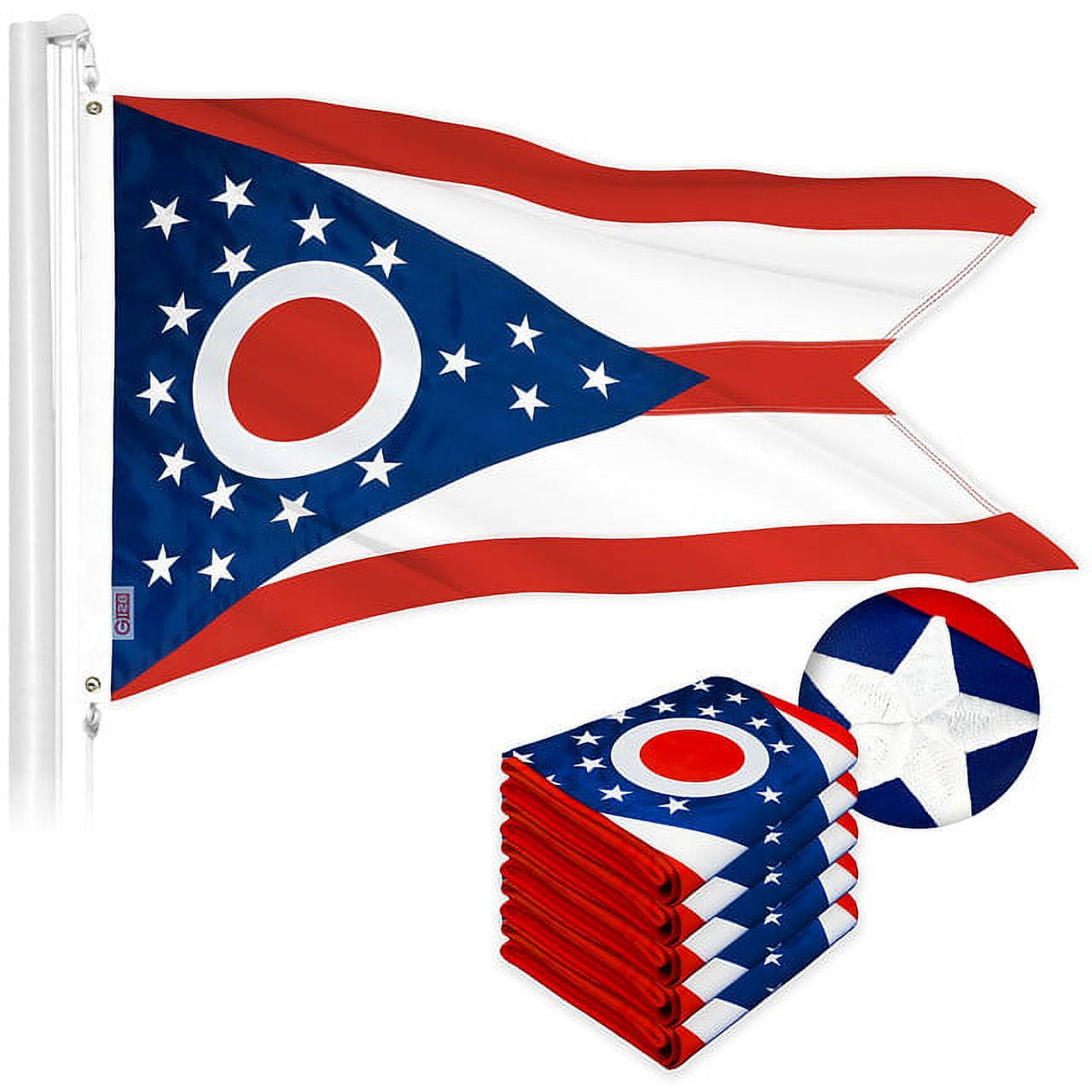 Ohio OH State Flag 3x5FT 5-Pack Embroidered Polyester By G128 - Walmart ...