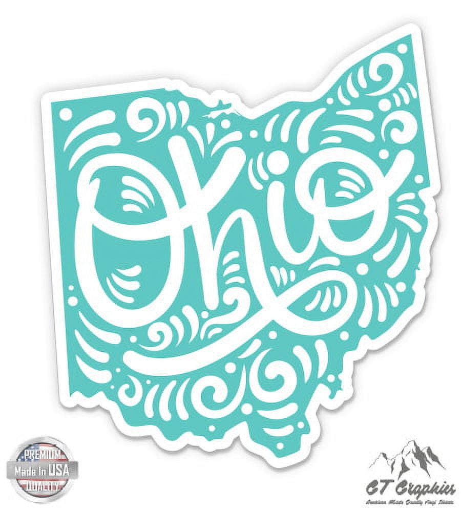 Ohio Shape Cute Letters Native Local - 12" Vinyl Sticker Waterproof ...