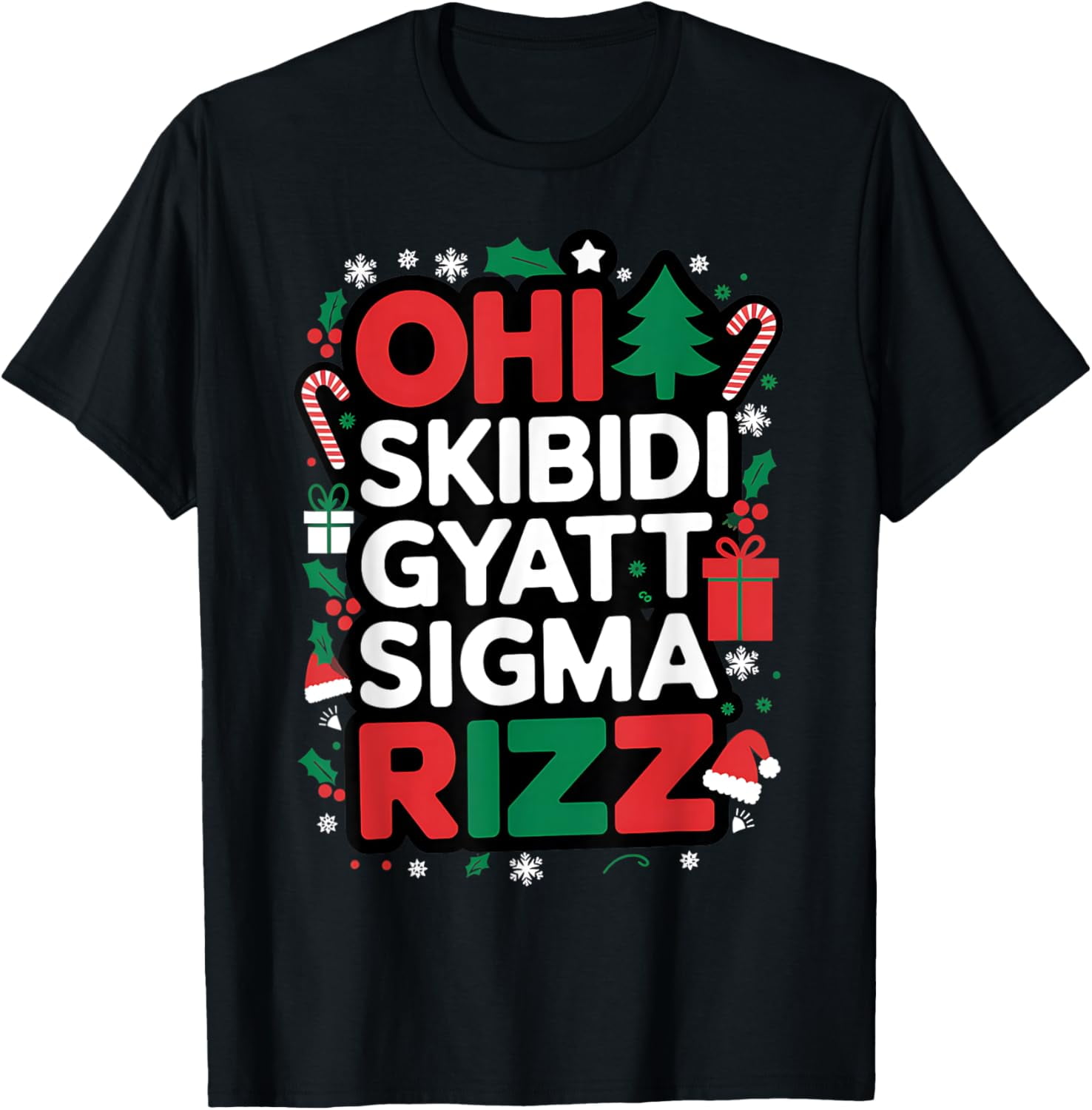 Ohio Skibidi Gyatt Sigma Rizz Gen Alpha Xmas Christmas Party T-Shirt ...