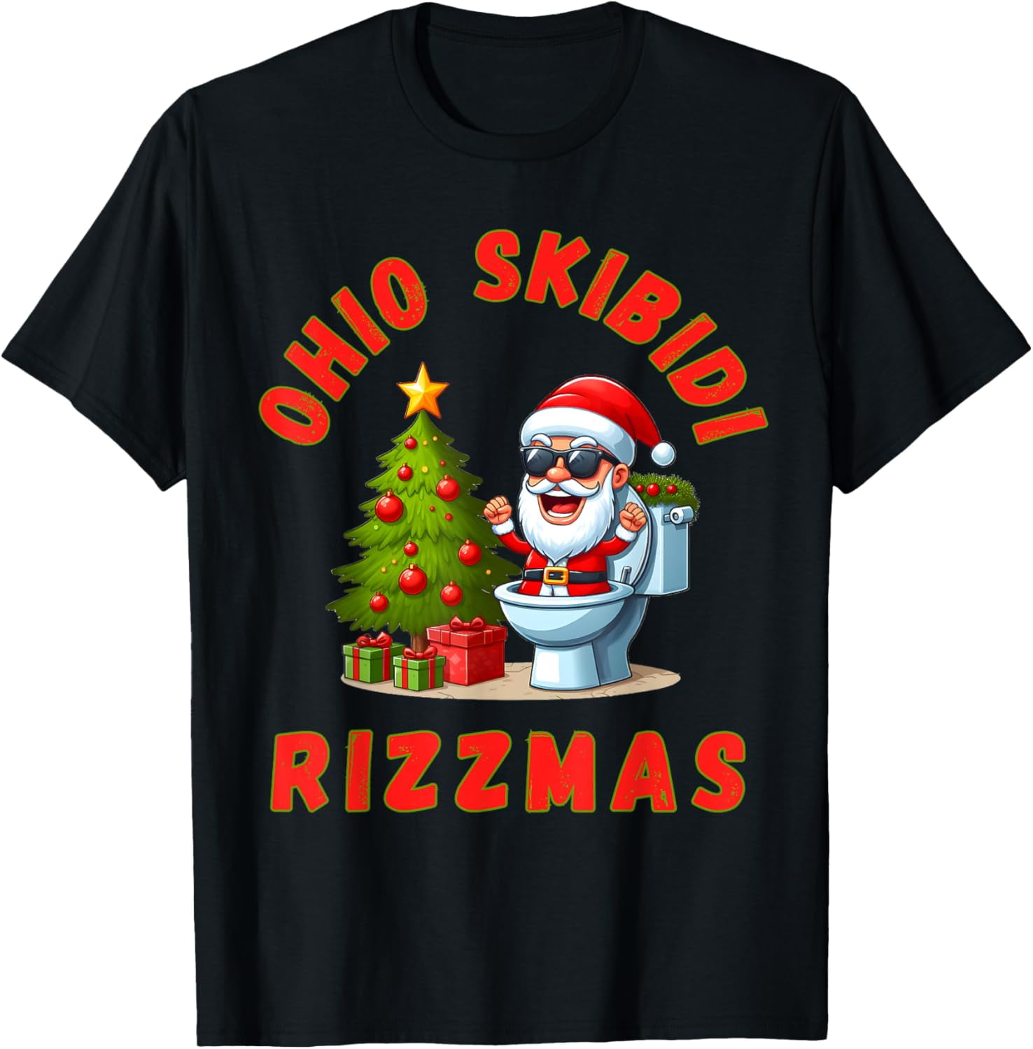 Ohio Skibidi Rizzmas Funny Christmas Rizz Gyatt Rizz Santa T-Shirt - Walmart.com