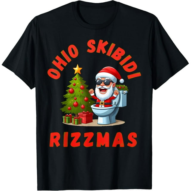 Ohio Skibidi Rizzmas Funny Christmas Rizz Gyatt Rizz Santa T-Shirt ...