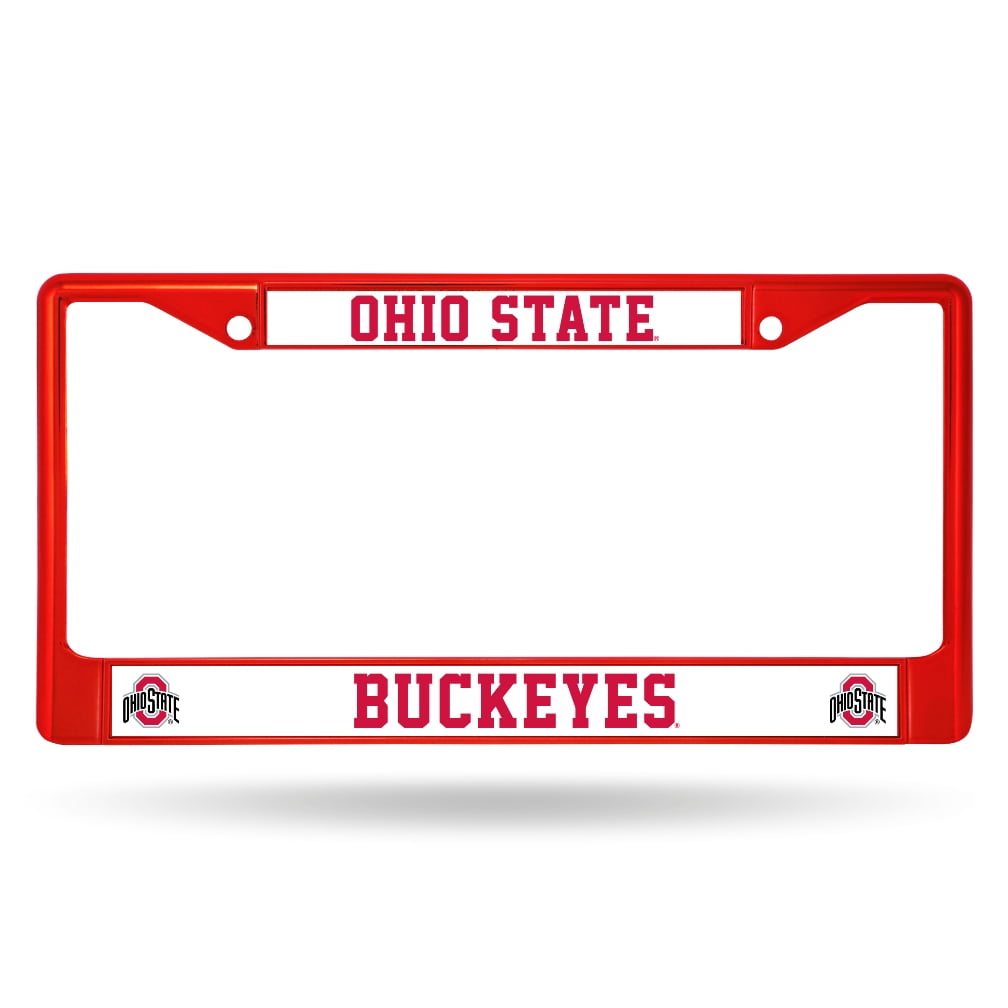Ohio St OSU Buckeye's Licensed Red Painted Chrome Metal License Plate ...