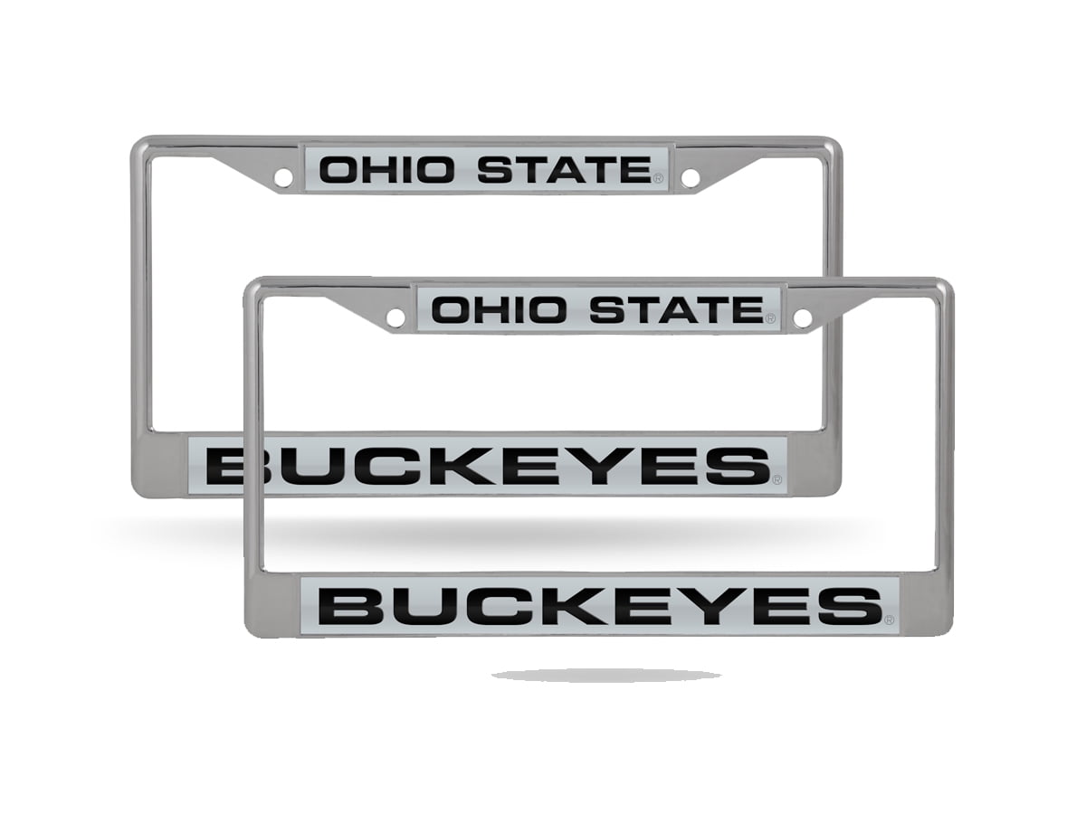 Ohio St. OSU Chrome Metal Laser Cut License Plate Frame - Set of 2 ...