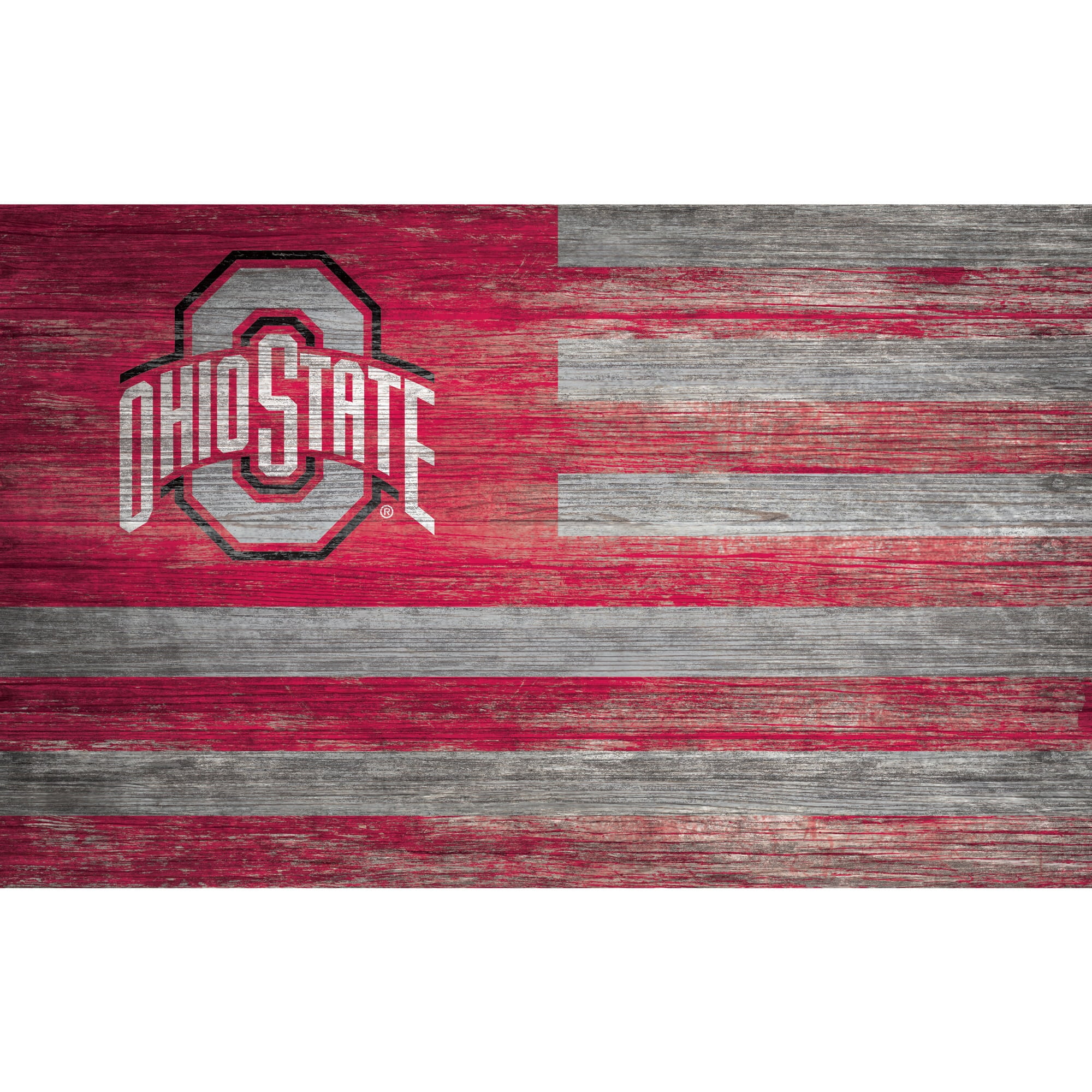 Ohio State Buckeyes 11'' x 19'' Distressed Flag Sign - Walmart.com