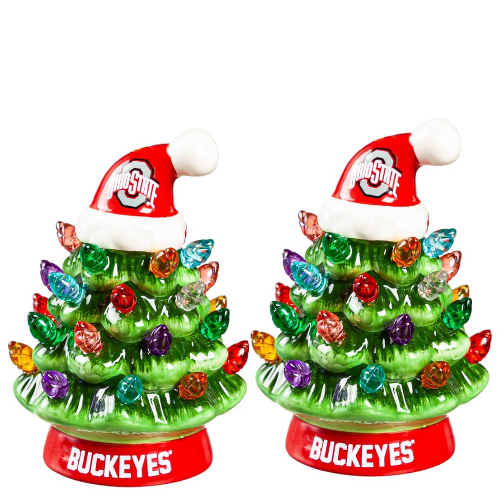 Ohio State Buckeyes 2-Pack 4" Ceramic LED Christmas Tree Set - Walmart.com