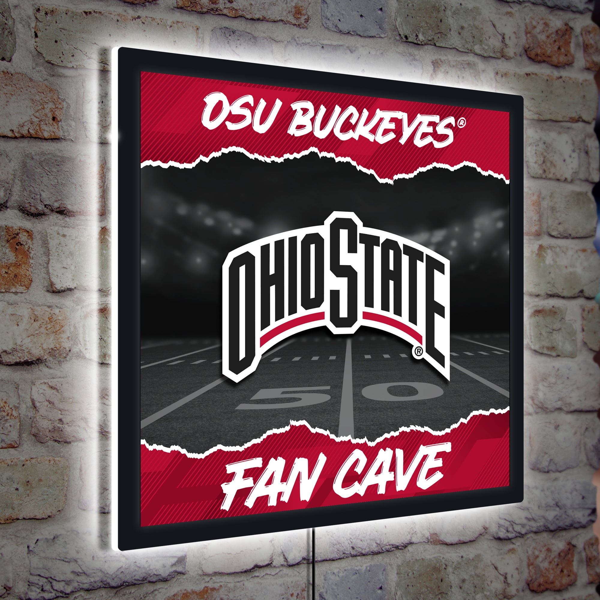 Ohio State Buckeyes 23" LED Fan Cave Square-Shaped Lighted Wall Sign ...