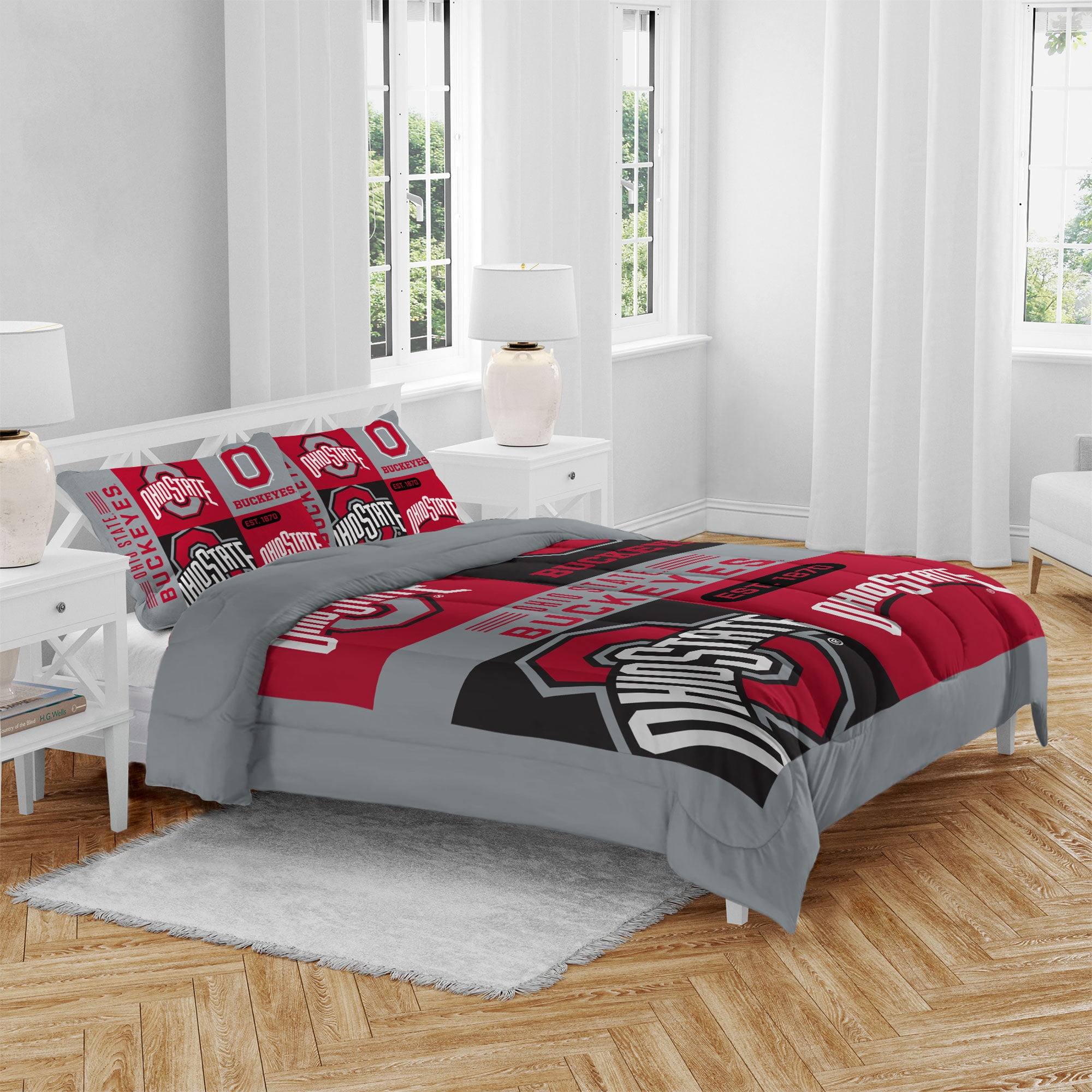 Pegasus Home Fashions Ohio State Buckeyes Logo Comforter Set, Full ...