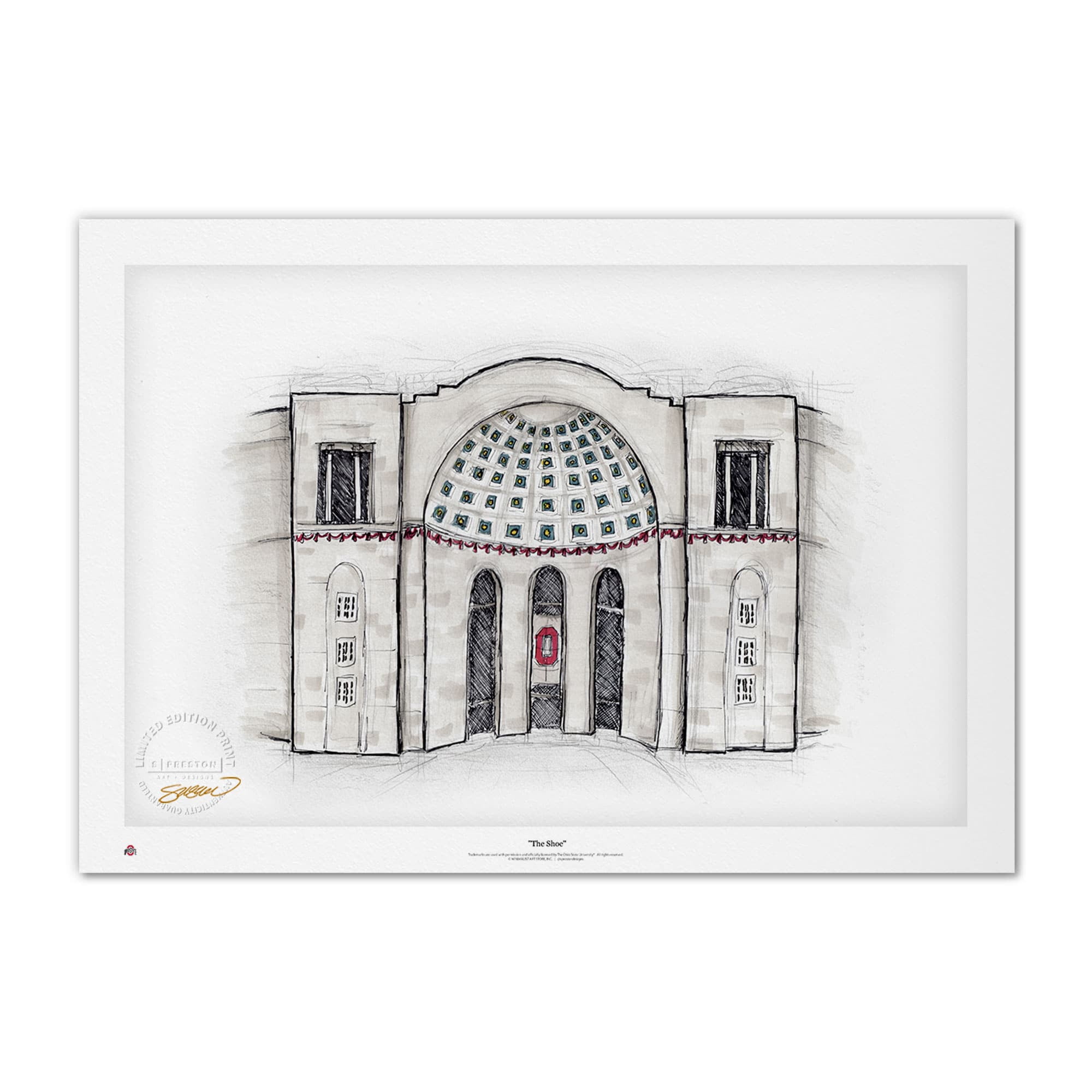 Ohio State Buckeyes Ohio Stadium Sketch Limited Edition 36'' x 24 ...