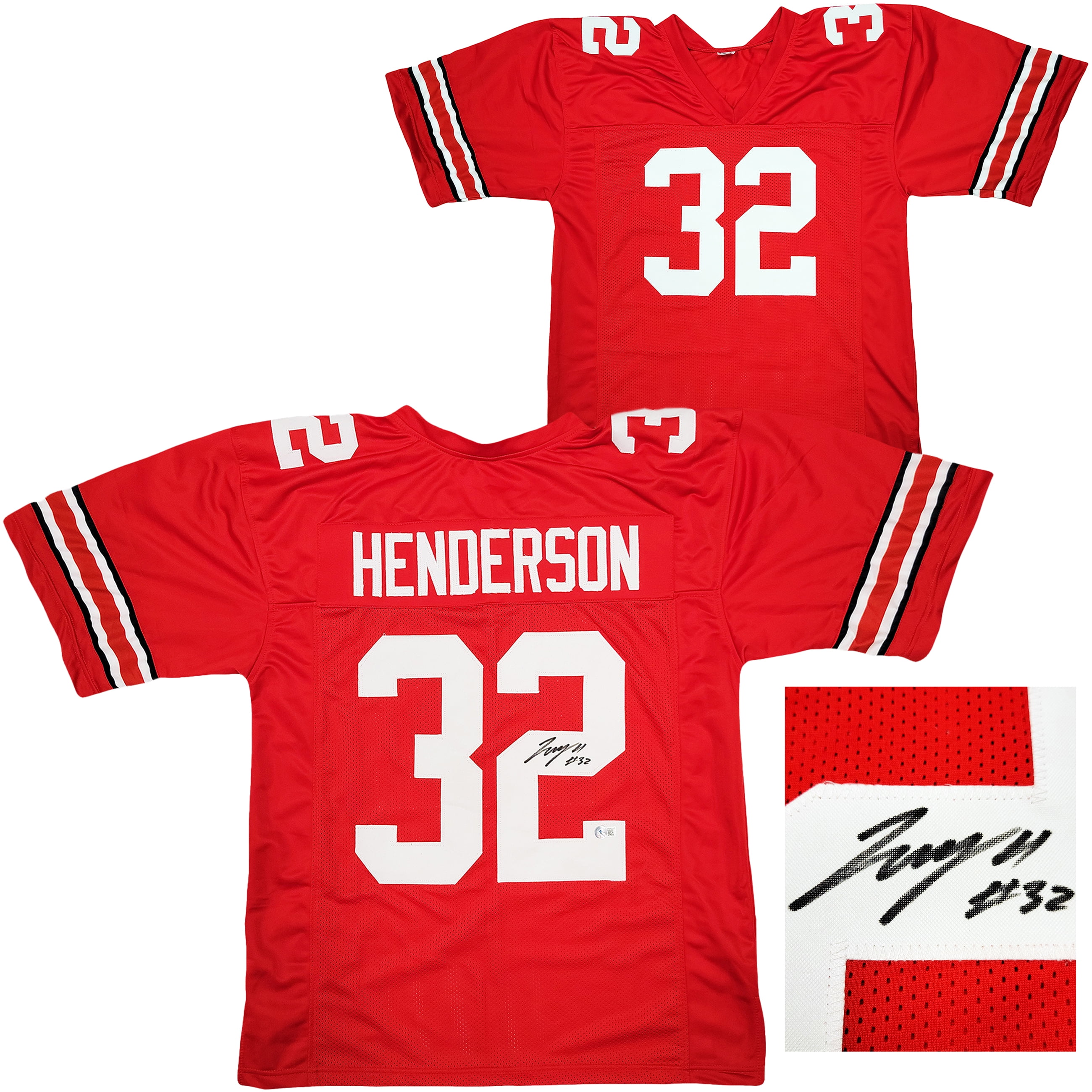 Ohio State Buckeyes TreVeyon Henderson Autographed Red Jersey Beckett ...