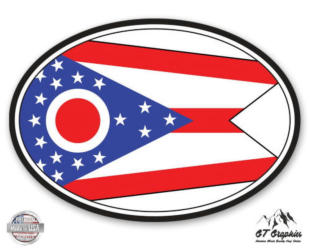 Ohio State Flag Oval - 3" Vinyl Sticker - For Car Laptop I-Pad Phone ...