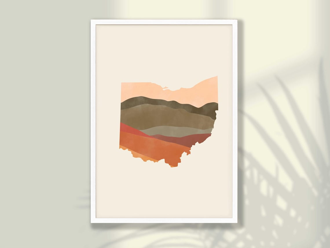 Ohio State Travel Poster Wall Art Boho Map Decor, Unframed Poster Size ...
