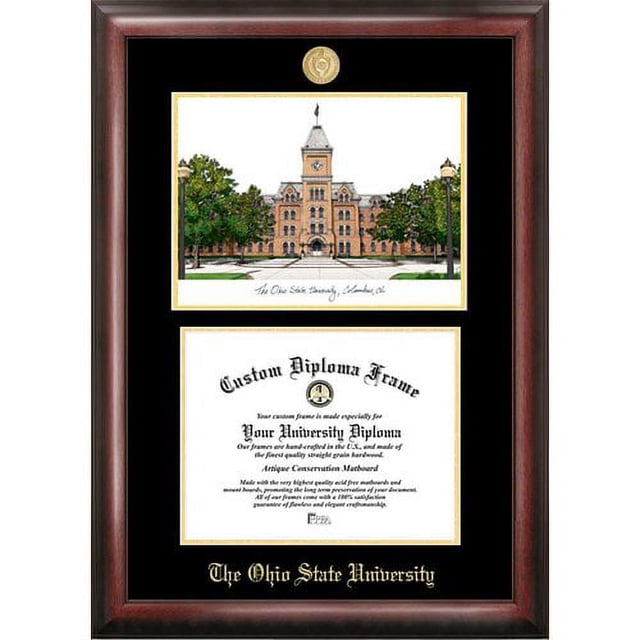 Ohio State University 8.5" x 11" Gold Embossed Diploma Frame with Campus Images Lithograph ...