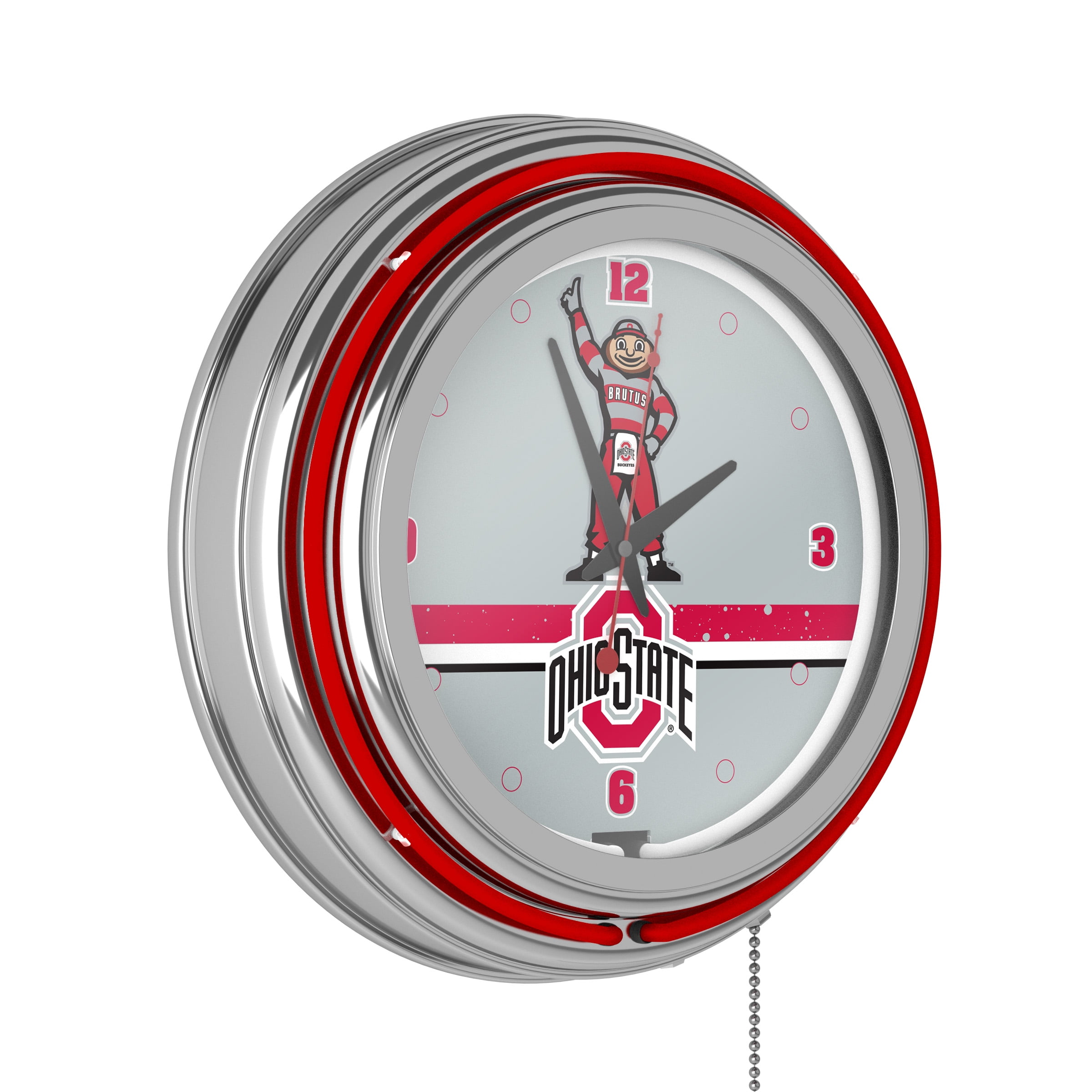 Ohio State University Brutus Stripe Retro Neon Analog Wall Clock with ...