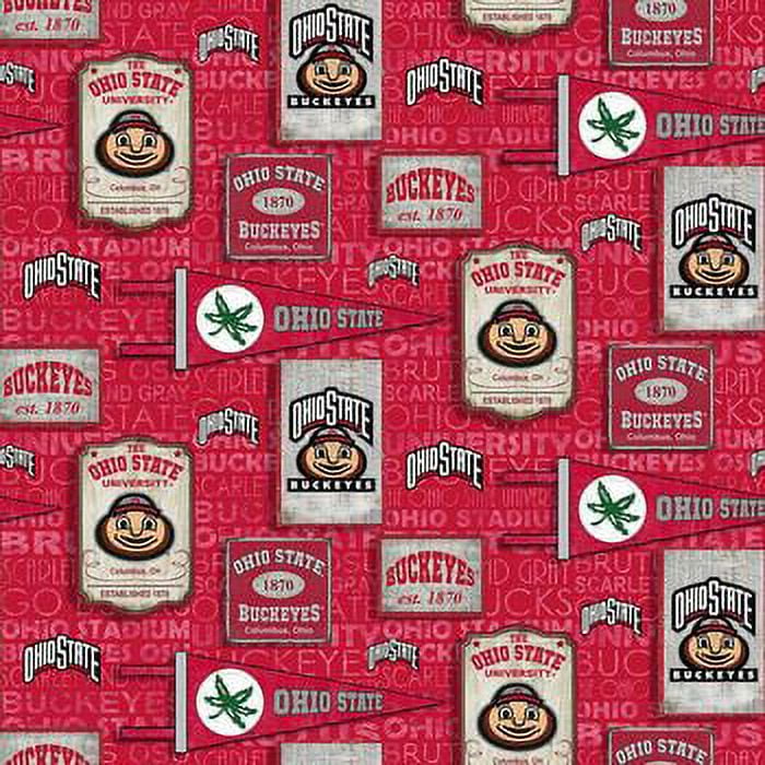 Ohio State University Cotton Fabric with Vintage Pennant Design-Sold by ...