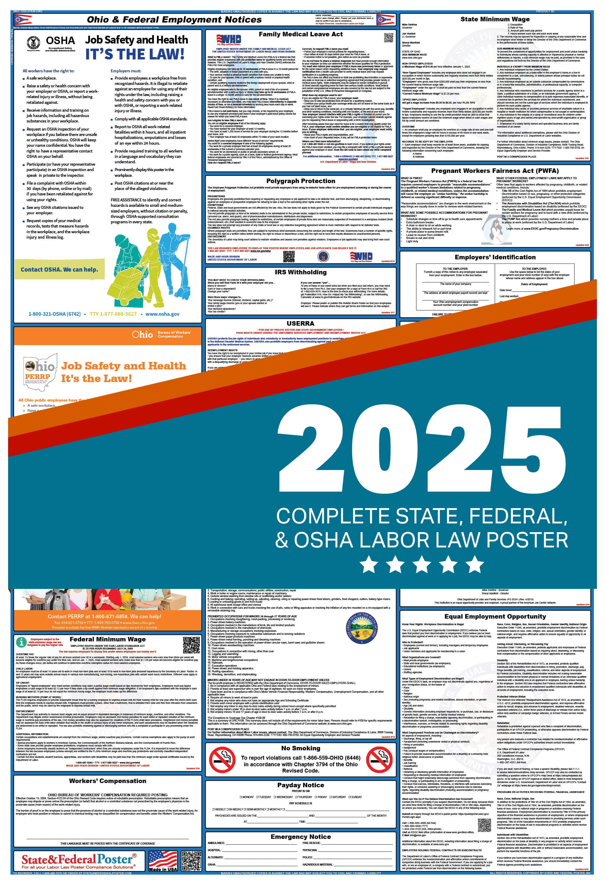 Ohio State and Federal Labor Law Poster 2025 - Walmart.com