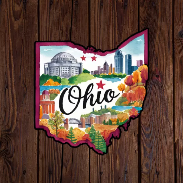 Ohio Sticker American Flag State Outline Novelty Laptop Car Sticker ...
