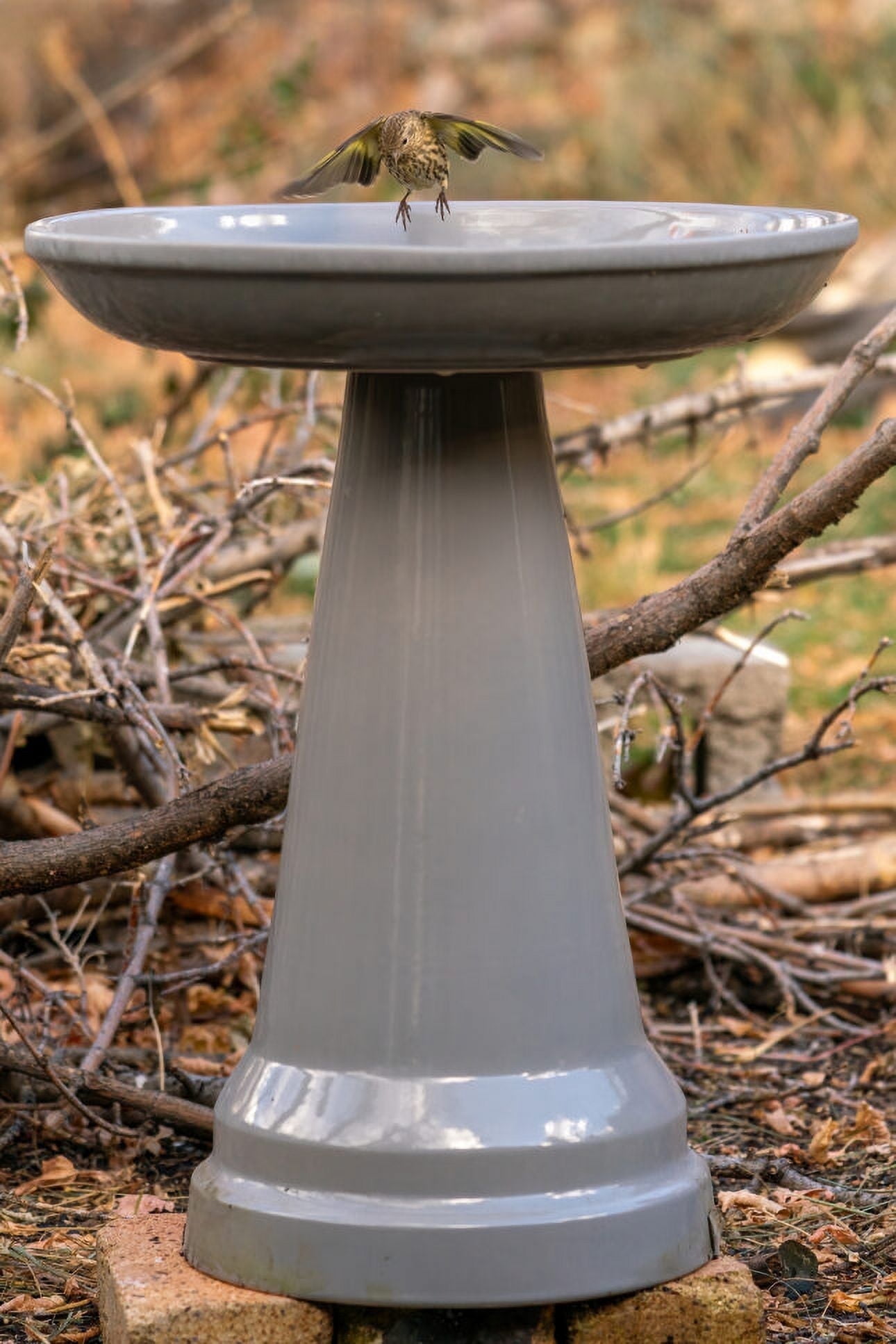 Ohio Stoneware Weather Resistant Ceramic Clay Pedestal Bird Bath, 22"H ...