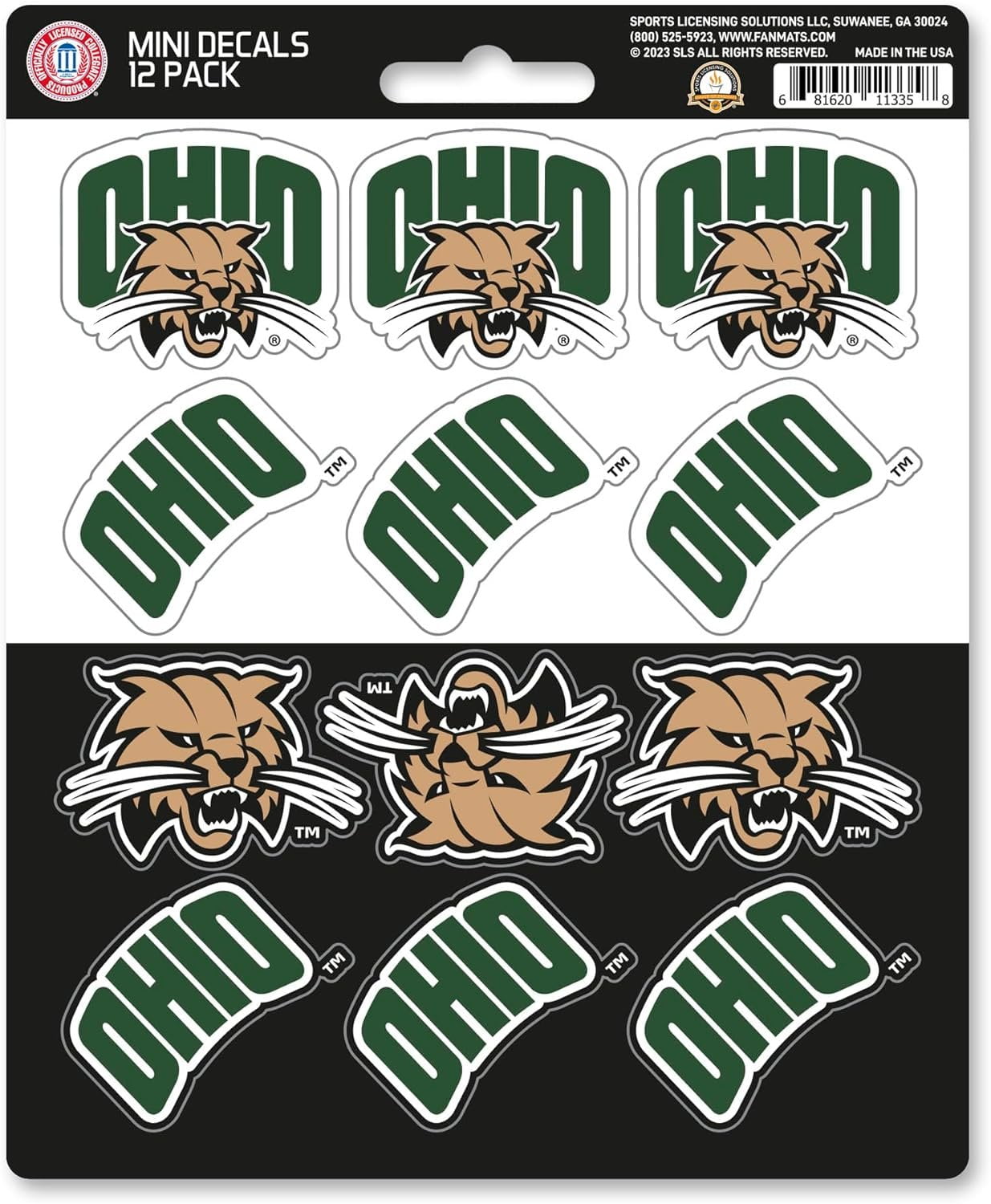 Ohio University Bobcats 12-Piece Mini Decal Sticker Set, 5x6 Inch Sheet ...