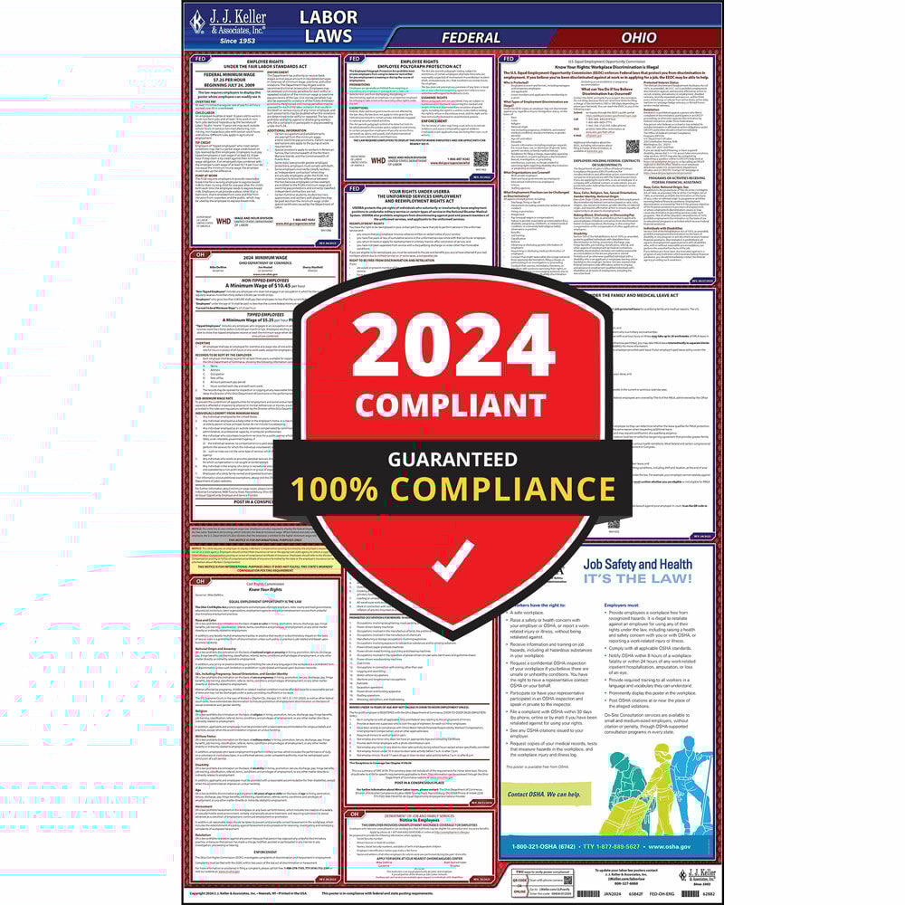 Ohio and Federal Labor Law Poster (English, OH State) - OSHA Compliant ...
