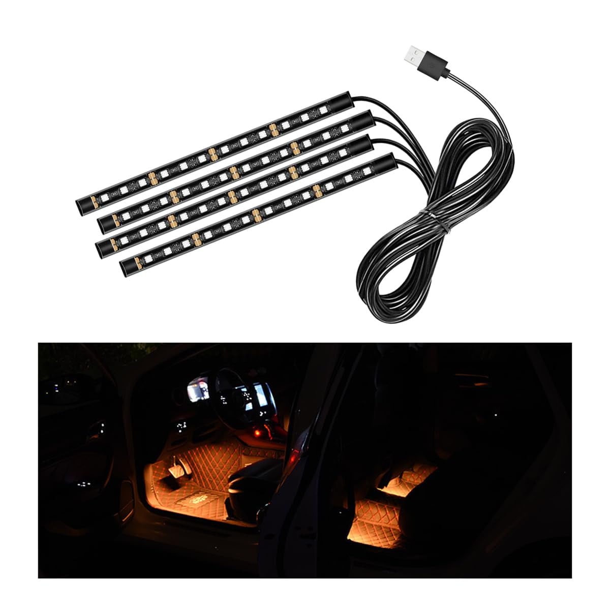 Ohleats Car LED Strip MMF7 Light, 48 LED RGB Auto Interior Atmosphere ...