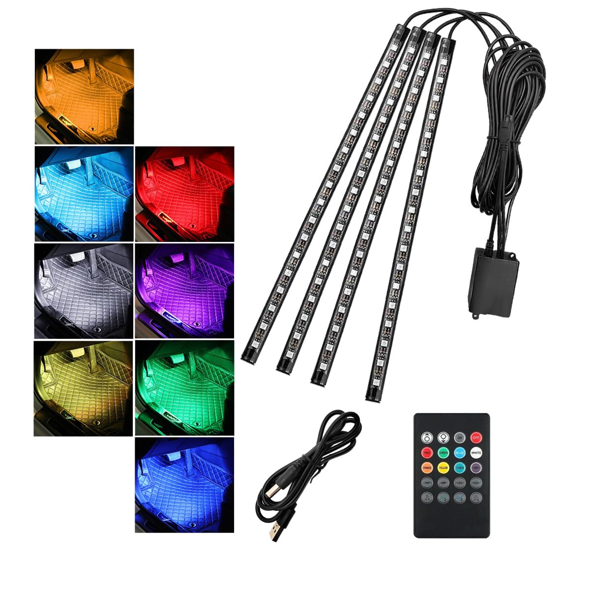 Ohleats Car Led Interior MMF7 Lights, RGB 72 LED Multi Color Auto Strip ...