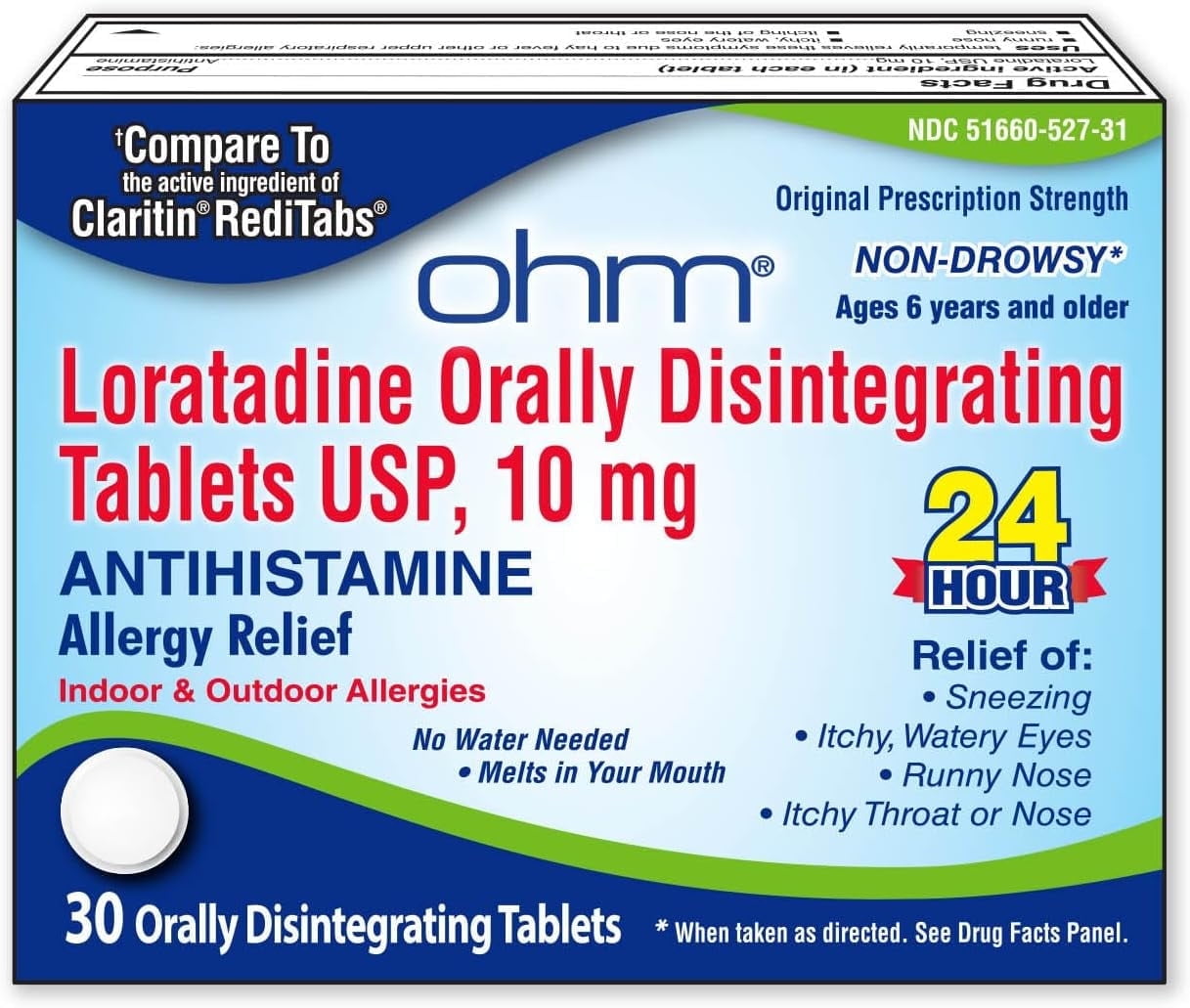 Ohm 24-Hour Allergy Medicine, Loratadine Orally Disintegrating Tablets ...