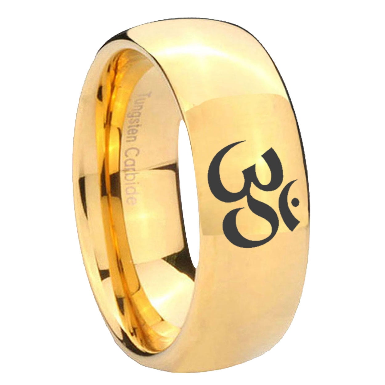 Ohm Design Om Yoga 8MM Dome Gold Plated Tungsten Men Ring - Walmart.com
