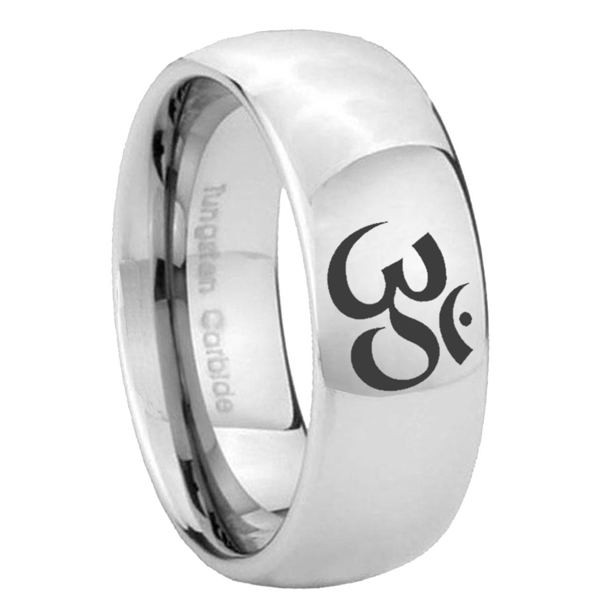 Ohm Design Om Yoga 8MM Gray High Polish Dome Tungsten Men Ring ...
