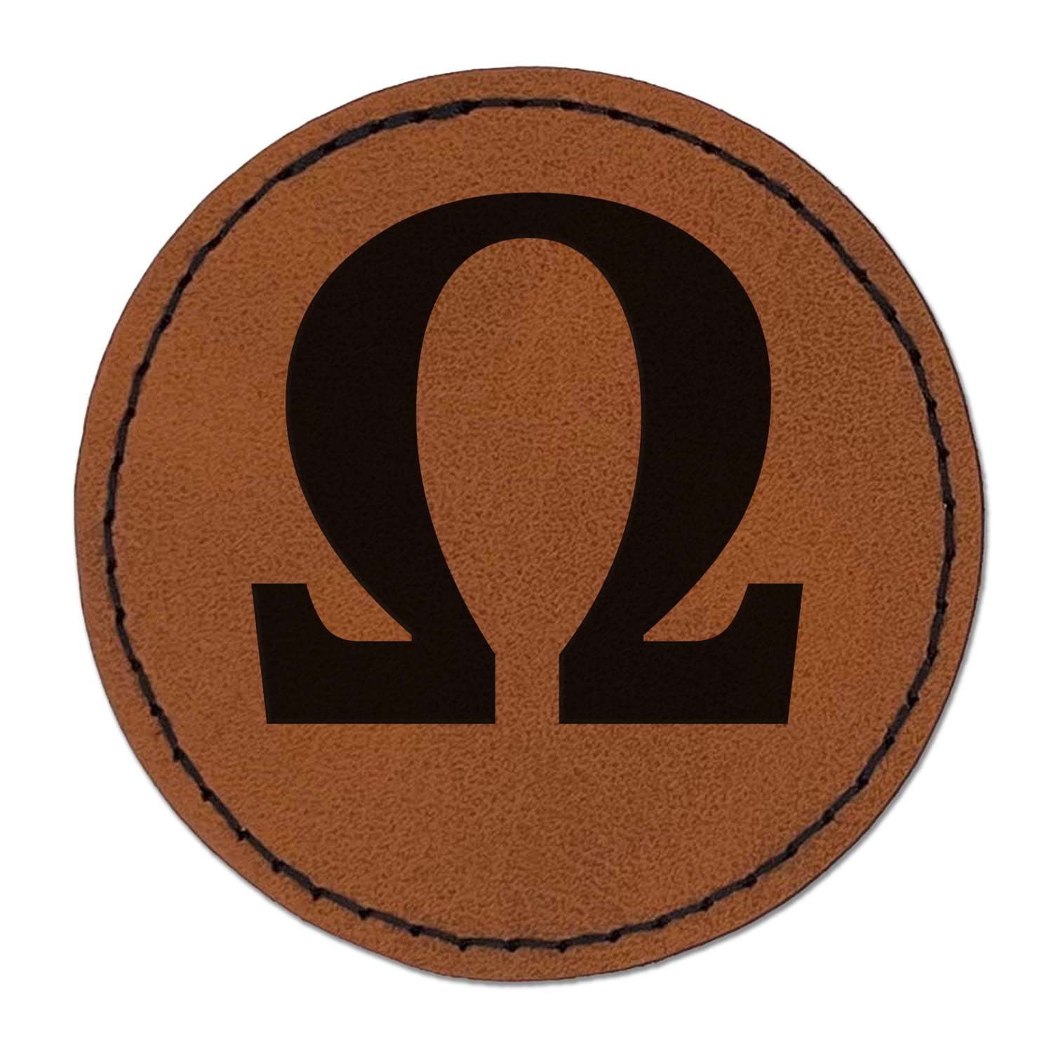 Ohm Omega Electrical Resistance Power Symbol 2.5" Faux Leather Round ...