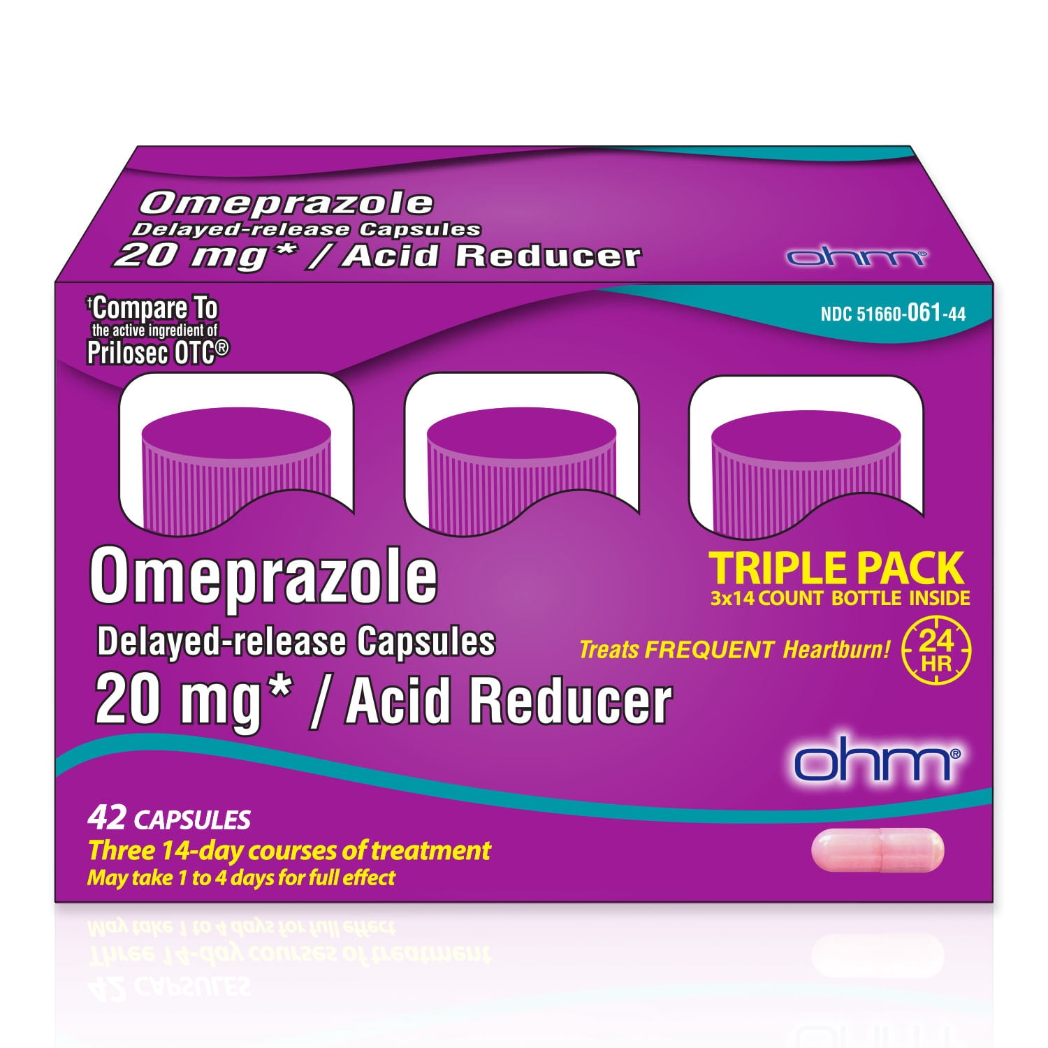 Ohm Omeprazole Tablets, Delayed-Release Tablets, 20mg Acid Reducer, 42 ...