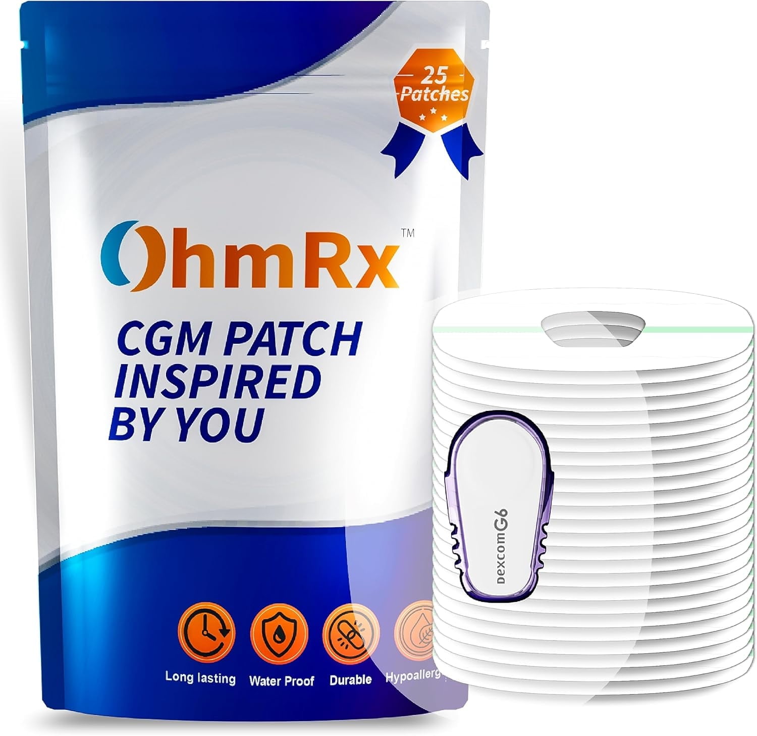 OhmRx Dexcom G6 Adhesive Patches Waterproof FSA/HSA Eligible - Pre Cut ...