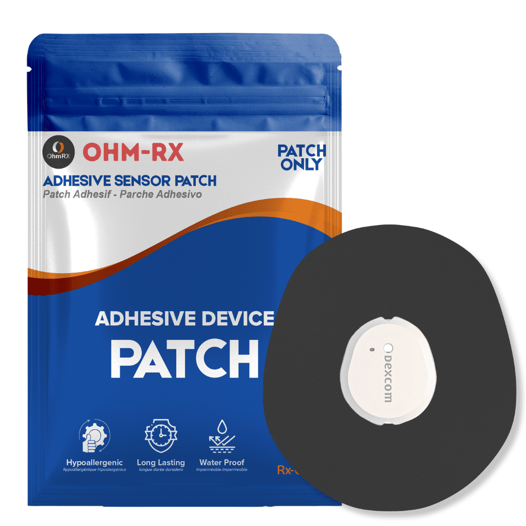 OhmRx Dexcom G7 & Stelo Adhesive Patches – Waterproof, Pre‑Cut Black ...