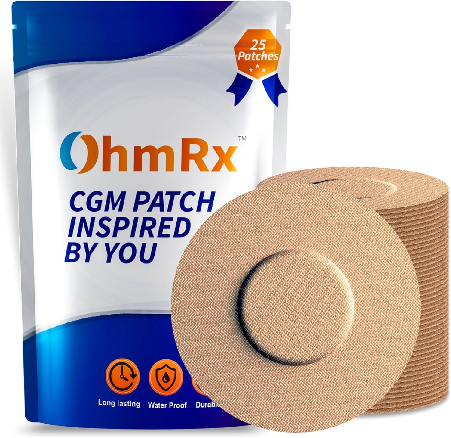 OhmRx Freestyle Libre 2 Waterproof Sensor Covers - Pack of 25 Tan ...