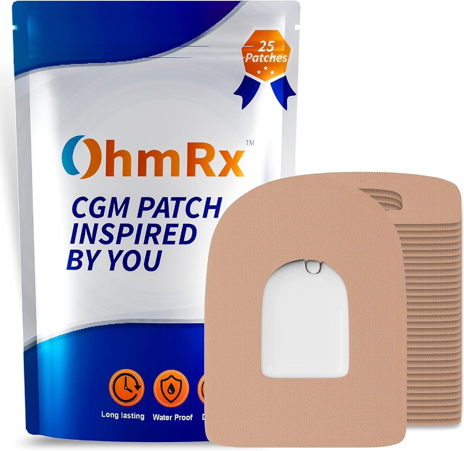OhmRx Omnipod Adhesive Patches - Waterproof, Pre-Cut, 25-Pack, Tan, HSA ...