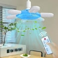 Ohmyroo E27 Screw Mouth Ceiling Fan Light with Remote Control Foldable ...