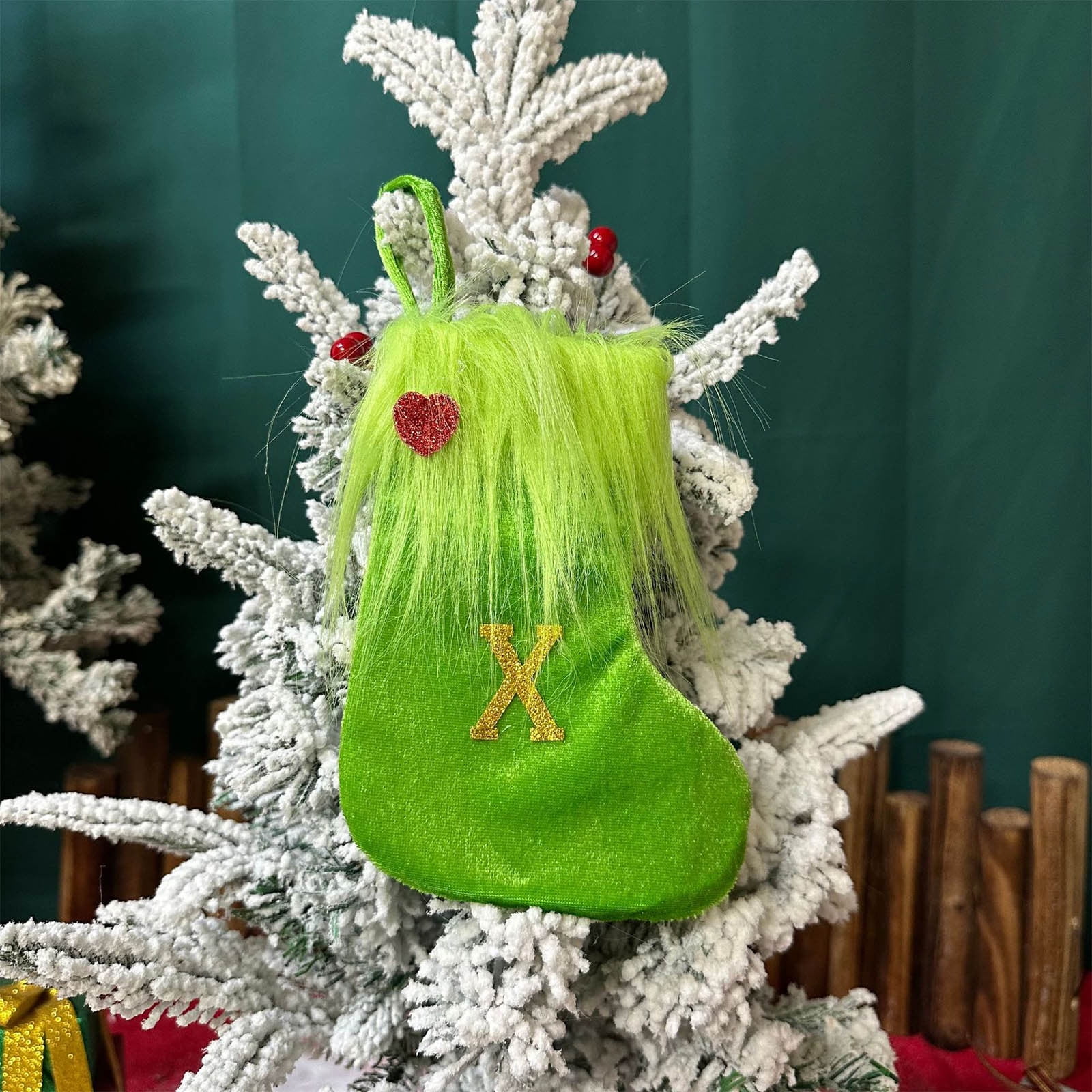 Ohmyroo Knitted Wool Hosiery Embroidered Letter Candy Gift Bags Festive ...