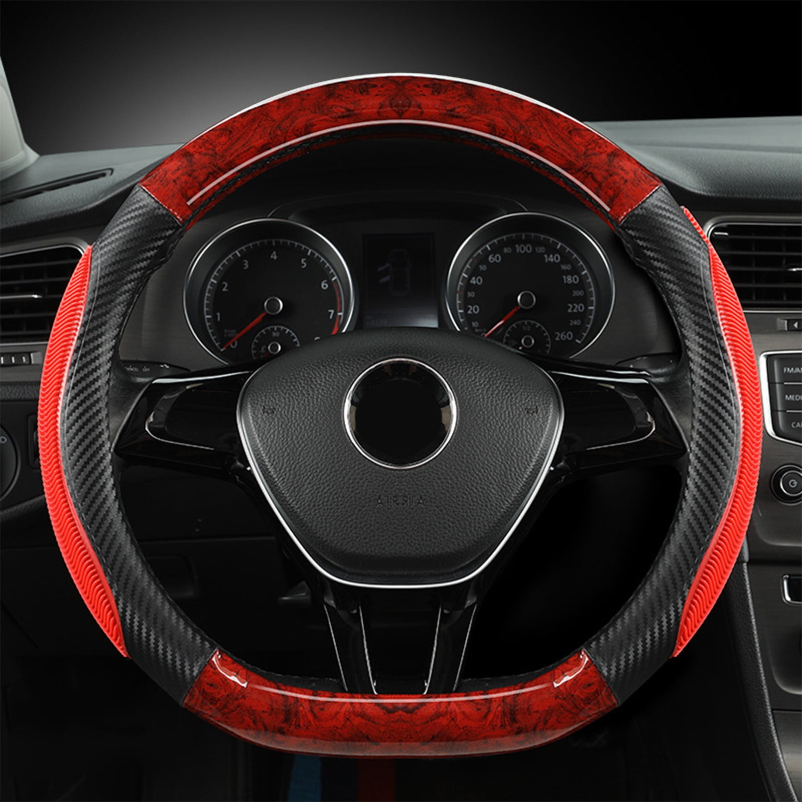 Ohmyroo Wood Grain Breathable Car Steering Wheel Cover for Vehicle ...