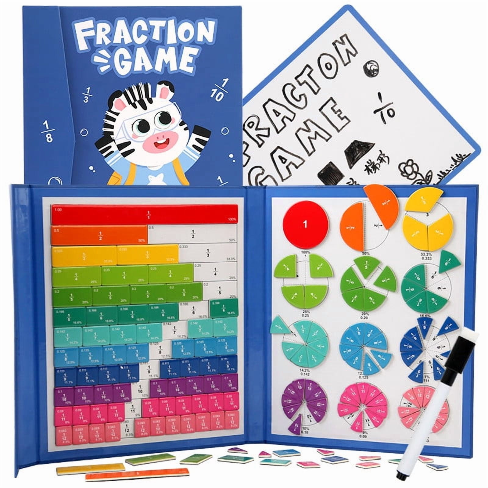 Ohmyroo Magnetic Fraction Tiles and Circles Math Manipulatives Set ...