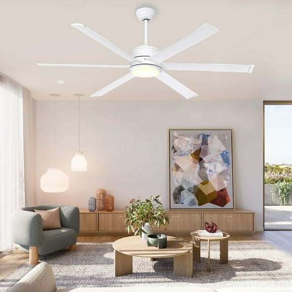 42” Smart Wood Flush Mount Ceiling Fans with Lights Remote,Quiet DC ...