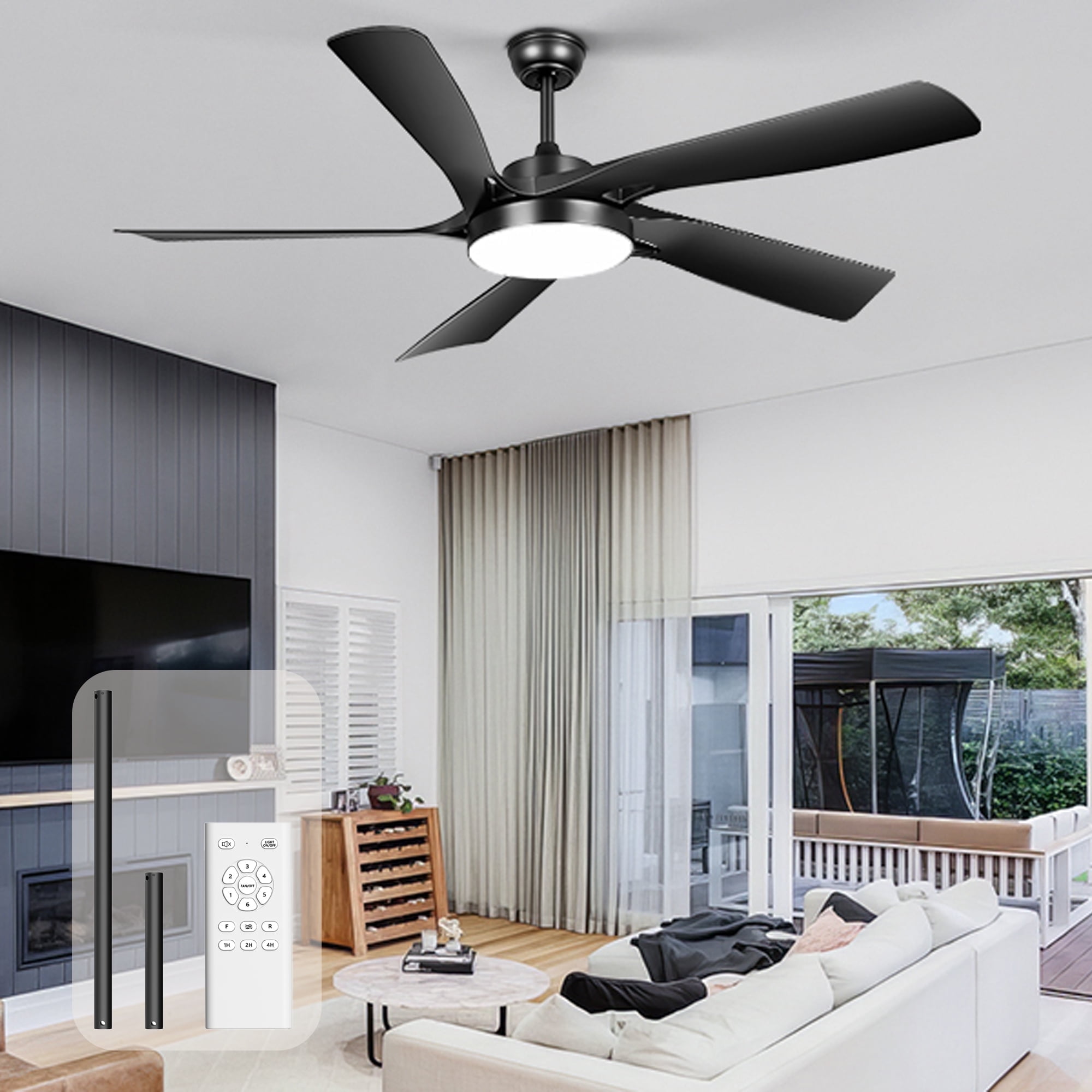 Ohniyou 60 Inch Modern Ceiling Fans with Lights and Remote,Indoor ...