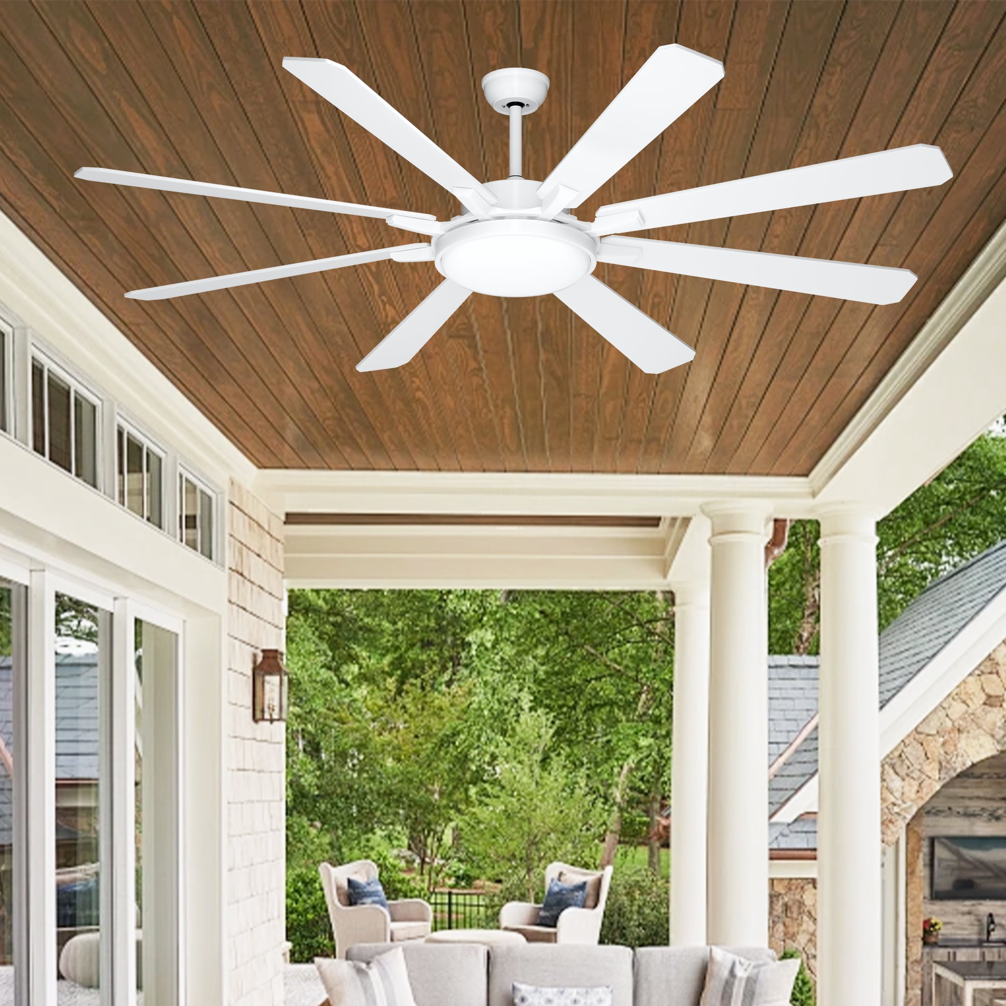 Ohniyou 72 inch Farmhouse Ceiling Fan with LED Light and Remote,Outdoor ...