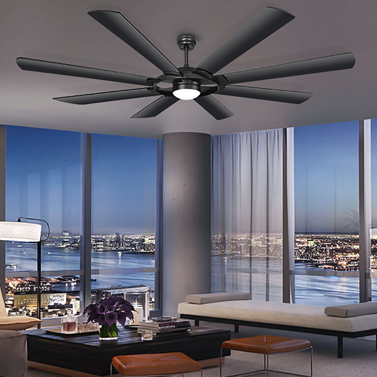 Ohniyou 76" Large Ceiling Fans with Lights and Remote, 8 Blades Modern ...