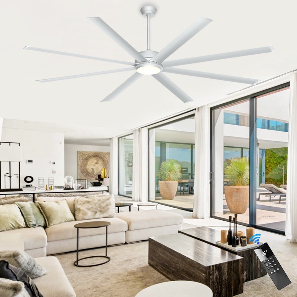 Ohniyou 84" Large Industrial Ceiling Fans with Light And Remote 8 ...