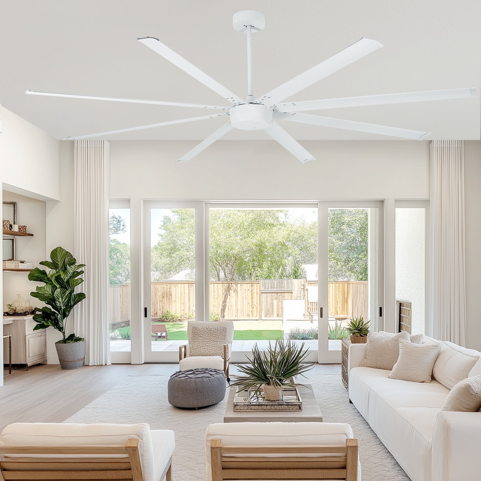 Ohniyou 96" Large Industrial Ceiling Fan with Remote, 6-Speed, 3 ...