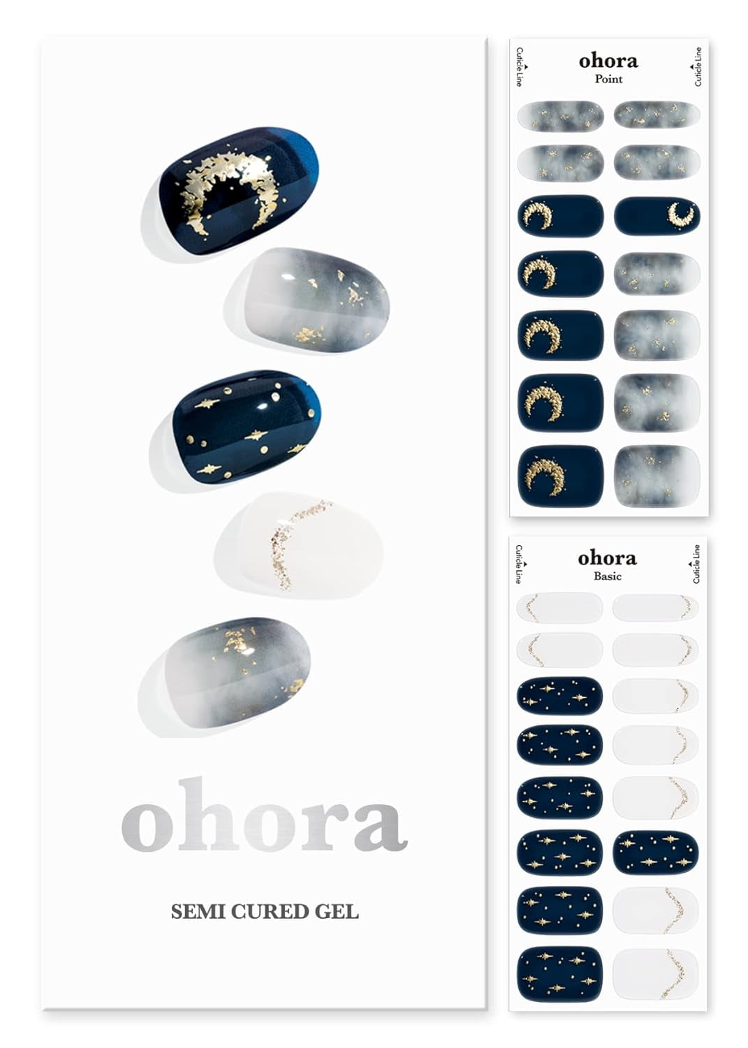 Ohora Semi Cured Gel Nail Strips (N Moonlight) - Works with Any UV Nail Lamps, Salon-Quality ...